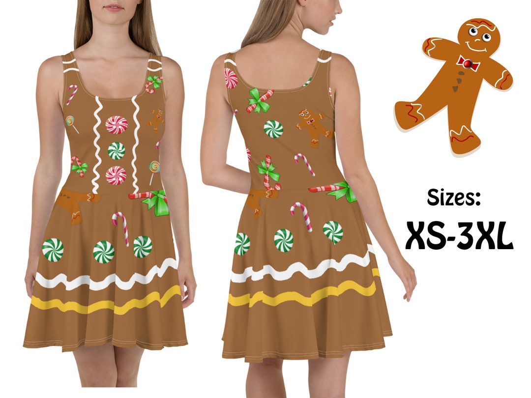 Gingerman Skater Dress Women Christmas Costume Cosplay Gingerbread ...