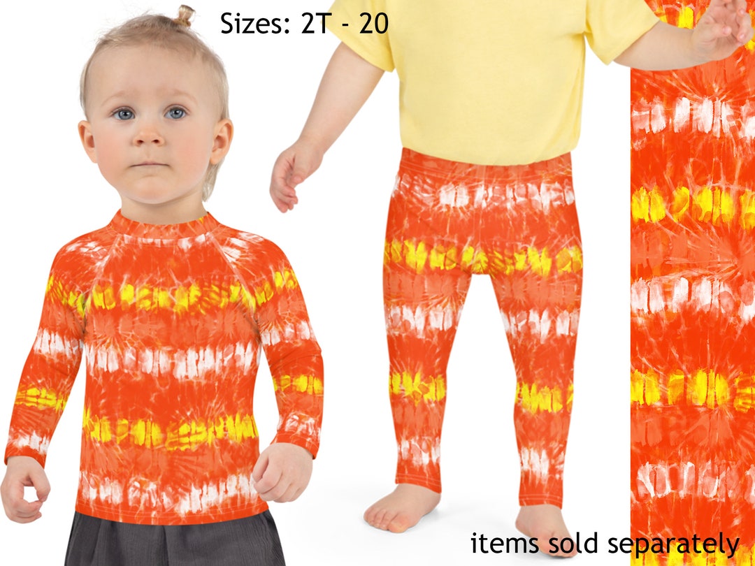Candy Corn Costume Kids Tie Dye Halloween Costume Leggings Rash Guard ...