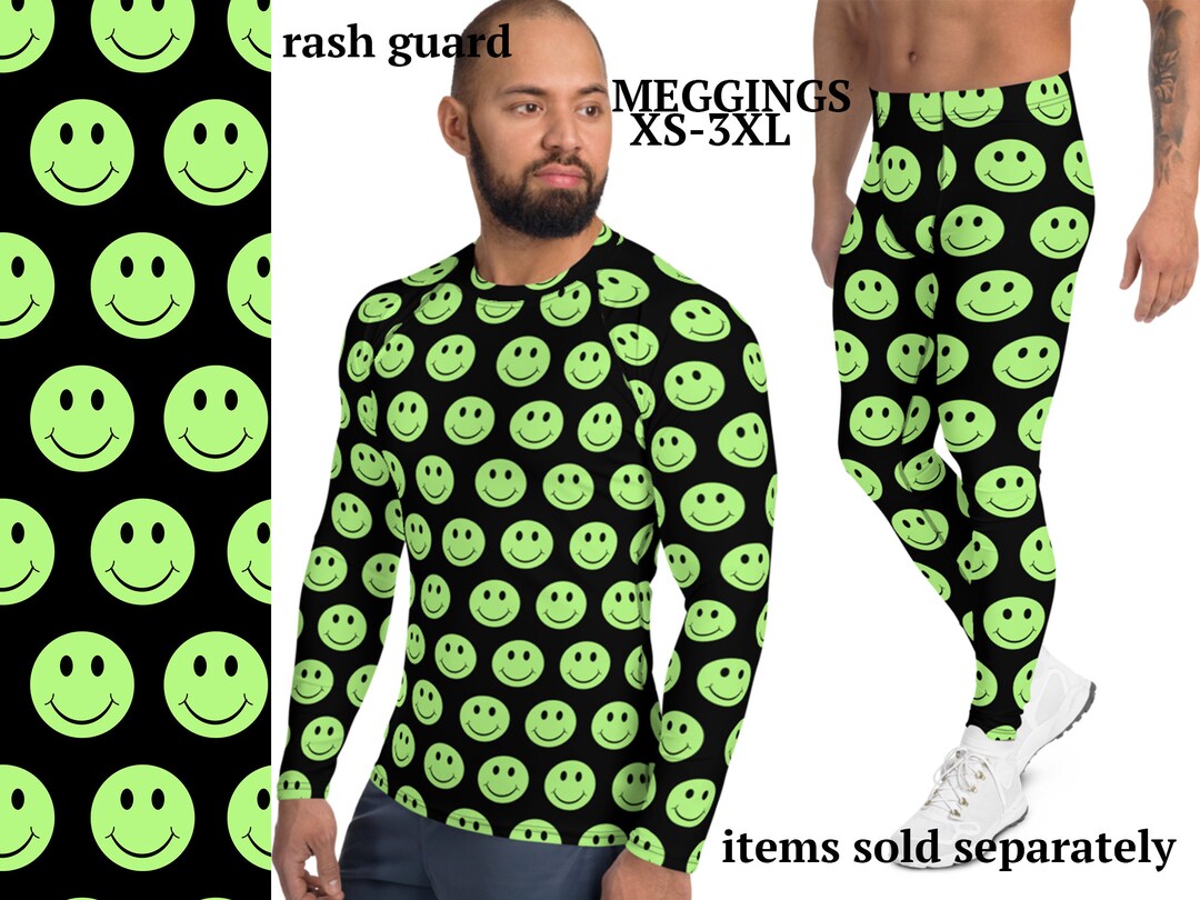 Smiley Faces Emoji Men's Athletic Costume Surfing Rash Guard Shirt ...