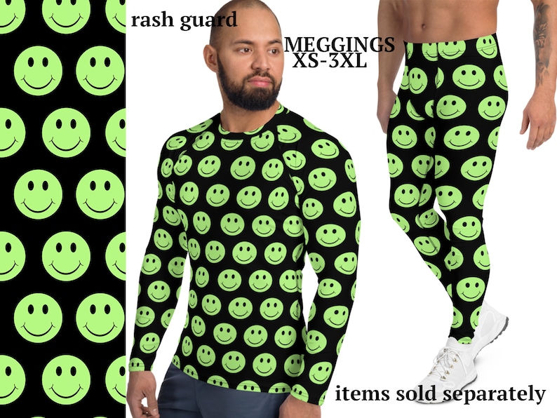 Smiley Faces Emoji Men's Athletic Costume Surfing Rash Guard Shirt ...