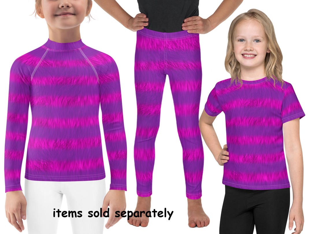 Pink Purple Furry Print Cheshire Cat Costume Kids Halloween Spandex ...