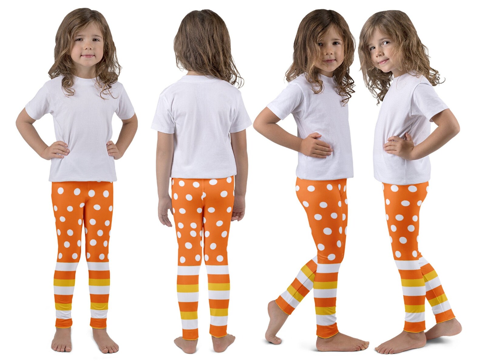 Halloween Candy Corn Striped Leggings Kids Pants Polka Dot Cosplay ...