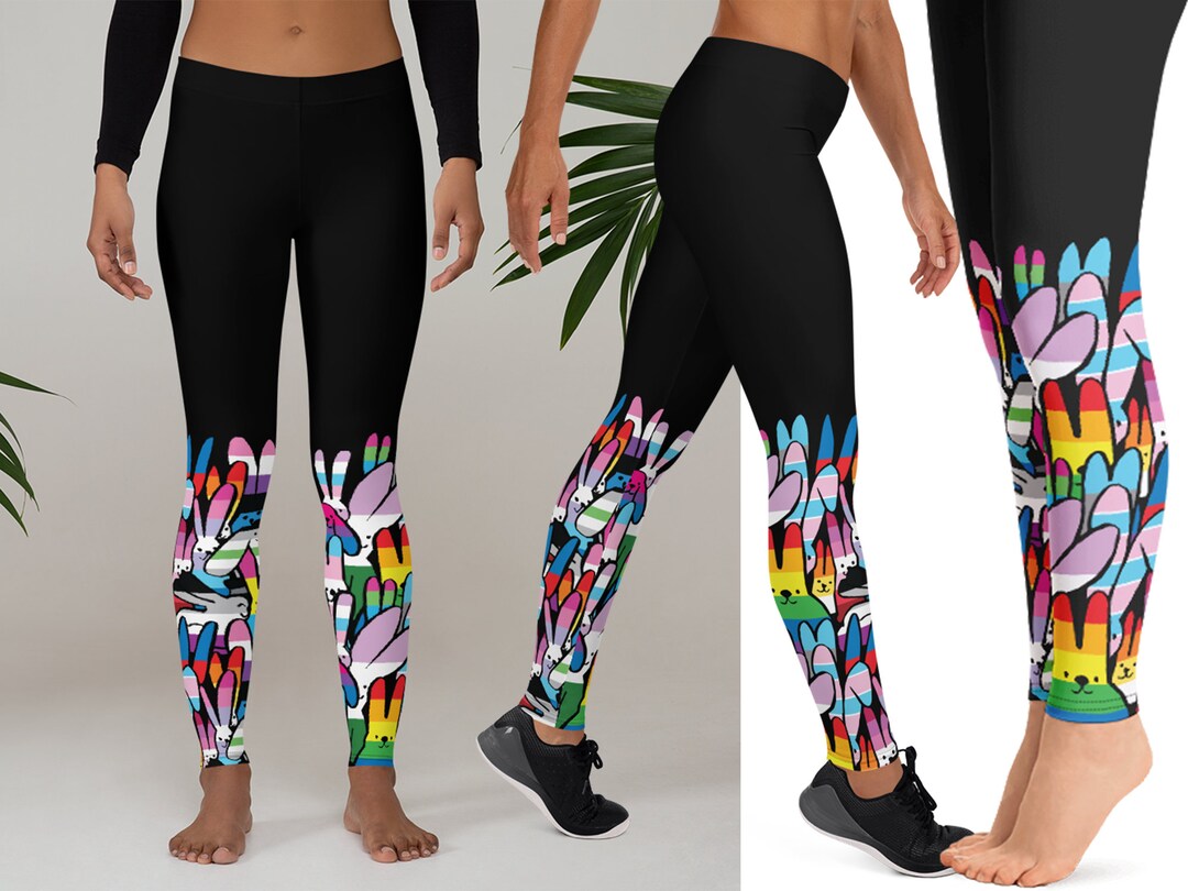 LGBT Leggings Women Workout Bunnies Rainbow Fitness Running Yoga Pants ...