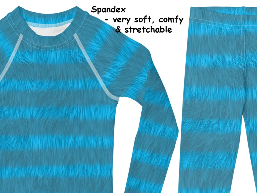 Blue Cheshire Cat Costume Kids Furry Animal Print Spandex Halloween ...