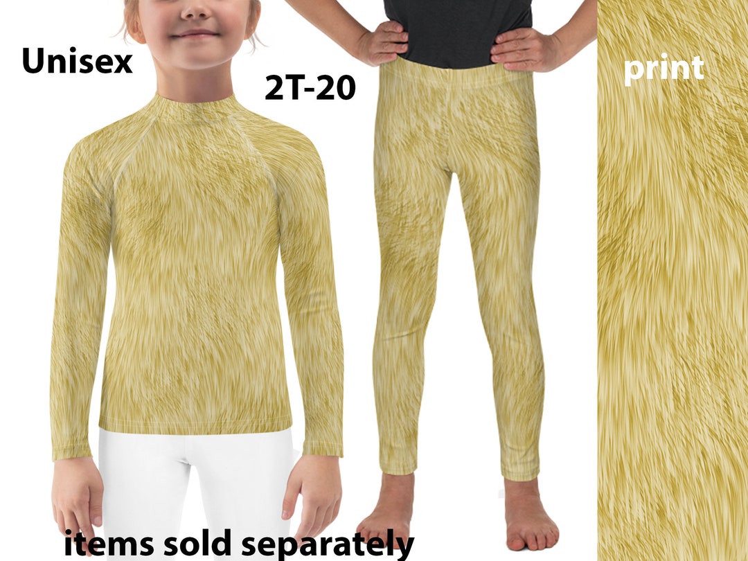 Beige Furry Fur Animal Print Kids Costume Halloween Cosplay Leggings ...