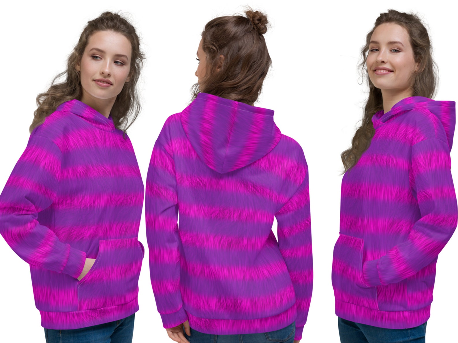 Cheshire Cat Unisex Fur Print Hoodie Striped Cosplay Shirt - Etsy