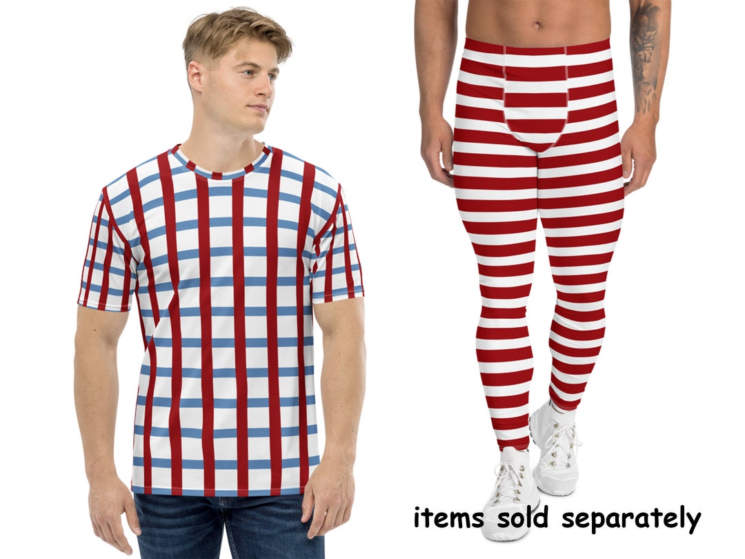 Christmas Raggedy Andy Men Athletic Halloween Costume Meggings Pants T ...