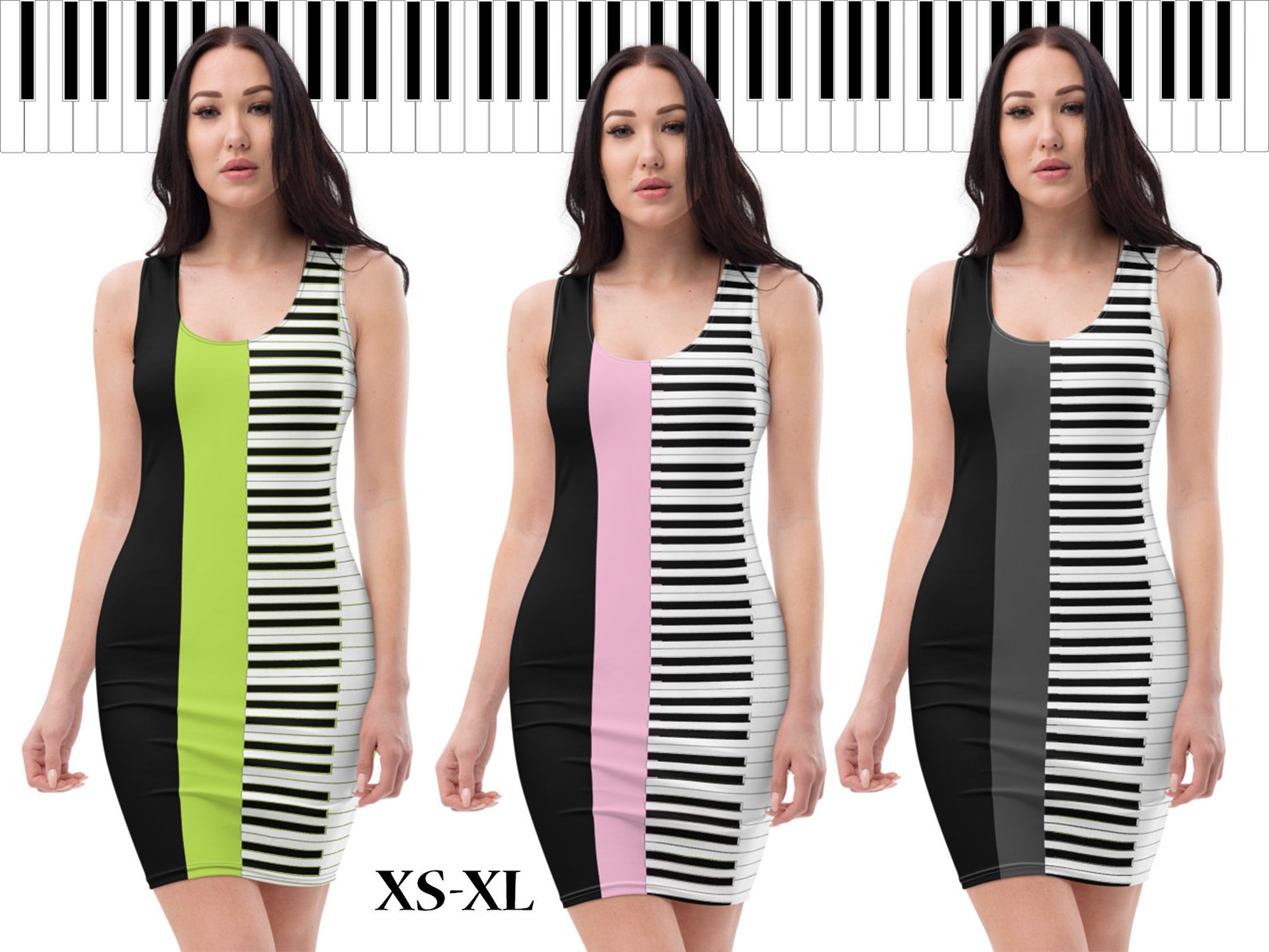 Piano Keyboard Fitted Dress Women Unique Musical Pianist Gift - Etsy