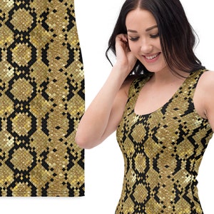 Snake Print Dress Woman Animal Pattern Fitted Reptile Scales Halloween ...