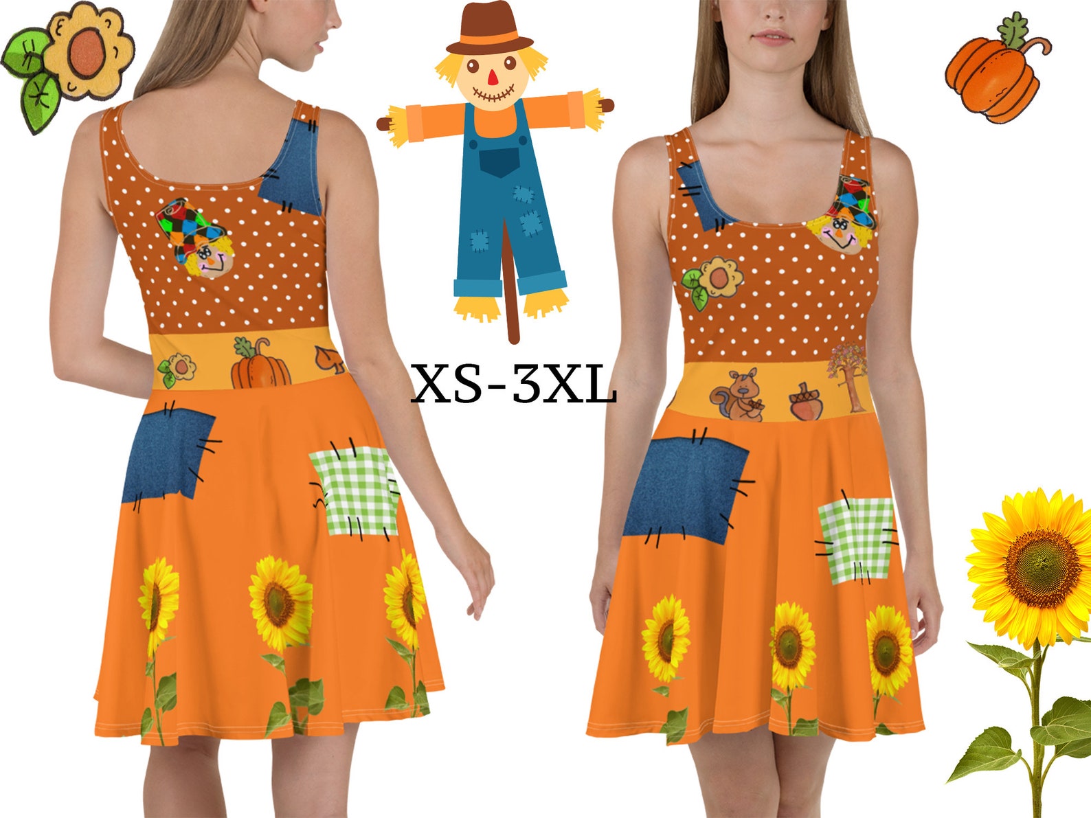 Thanksgiving Dress Woman Fall Scarecrow Halloween Spandex Autumn ...