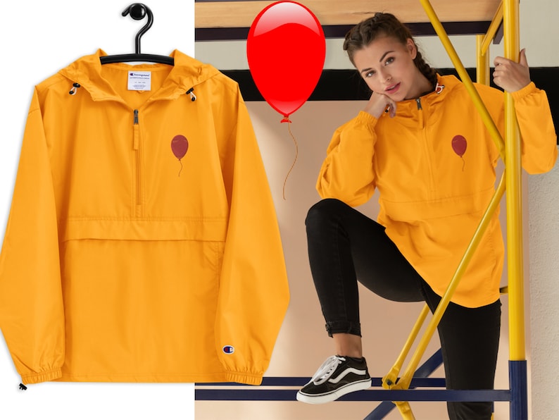 George Yellow Raincoat Red Balloon Embroidery Horror Movie Jacket ...