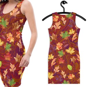 Fall Leaves Bodycon Dress Women Cosplay Thanksgiving Halloween Autumn ...