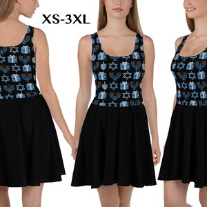 Hanukkah Skater Dress Women Jewish Festival Apparel Shamash Light ...