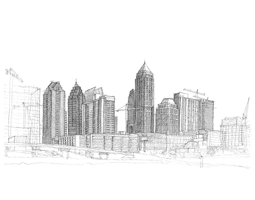 Midtown Atlanta Skyline - Limited Edition Architecture Sketch - Etsy