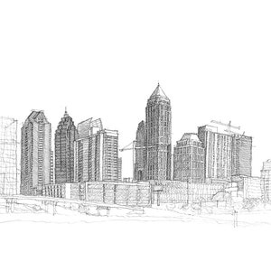 Midtown Atlanta Skyline - Limited Edition Architecture Sketch - Etsy