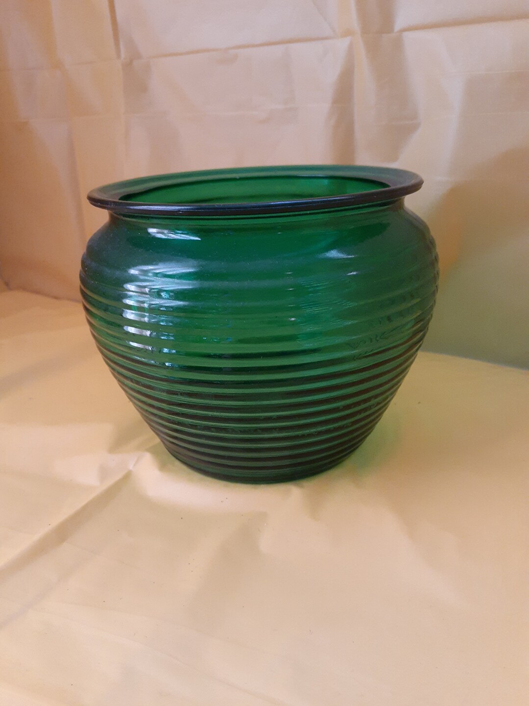 Vintage Mid Century Modern Emerald Green Ribbed Glass Vase - Etsy