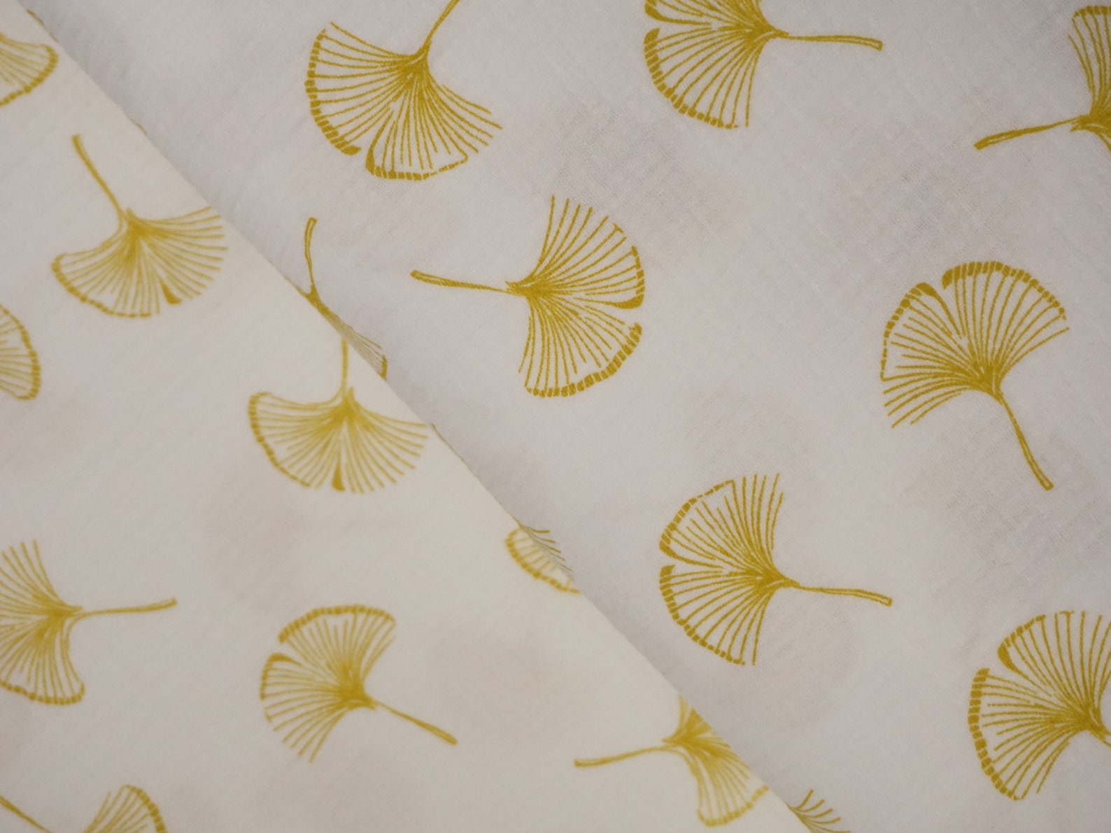 Hochwertiger Musselin Stoff gemustert Blumen Ginko weiss 135 - Etsy 日本