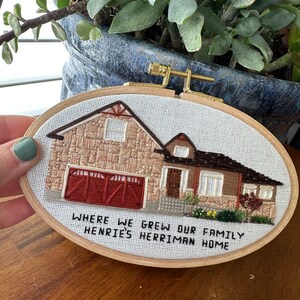 Hand Stitched House Portrait, Custom House Embroidery, Home Portrait ...