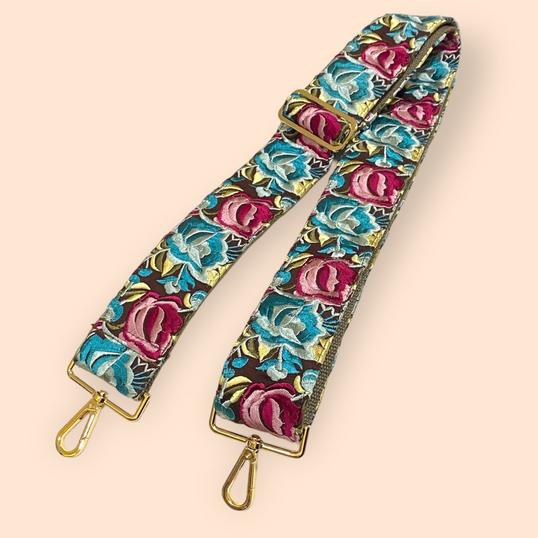 Turquoise Brown Embroidered Bag Strap for Womenreplacement - Etsy