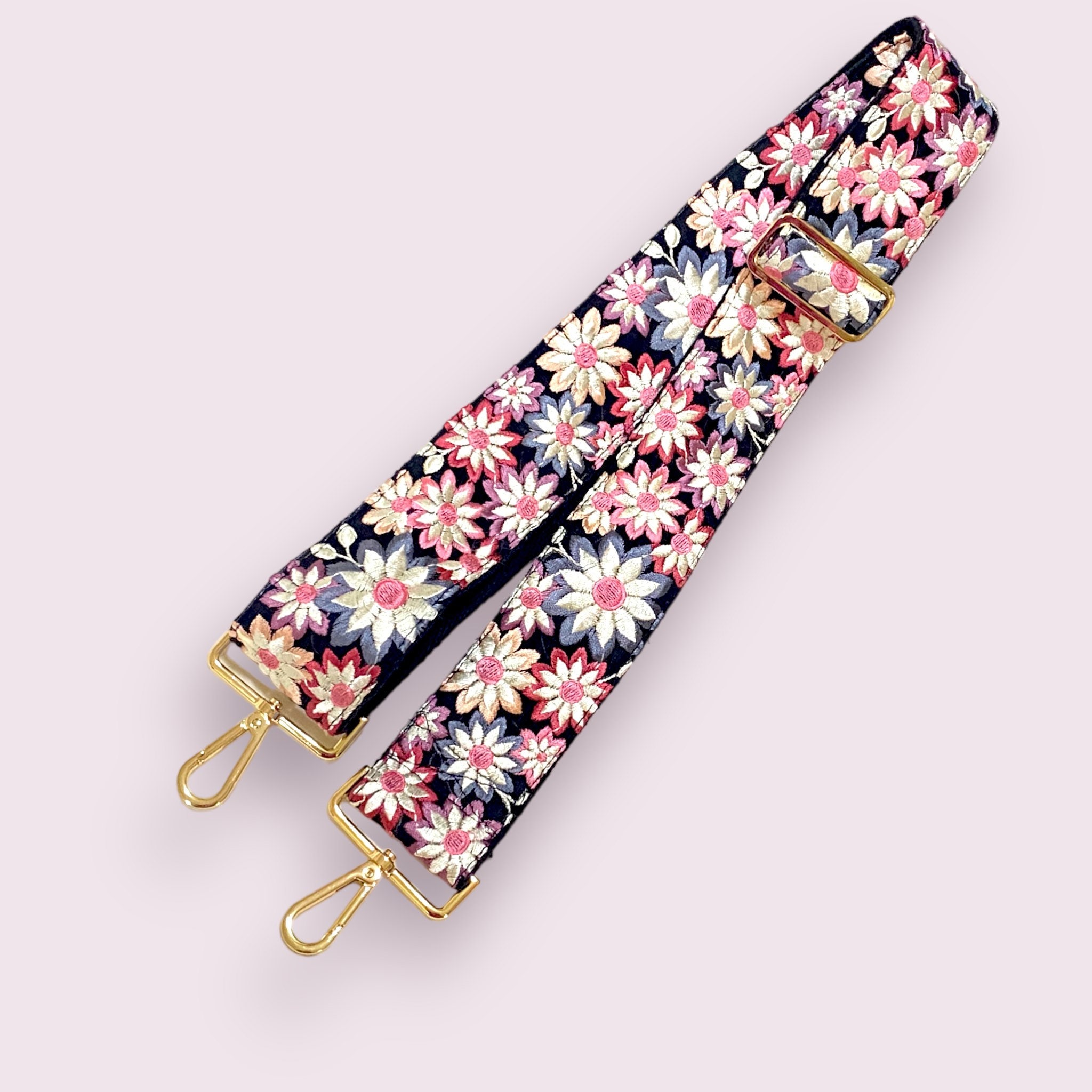 Black Pink Embroidered Bag Strap for All Kinds of - Etsy