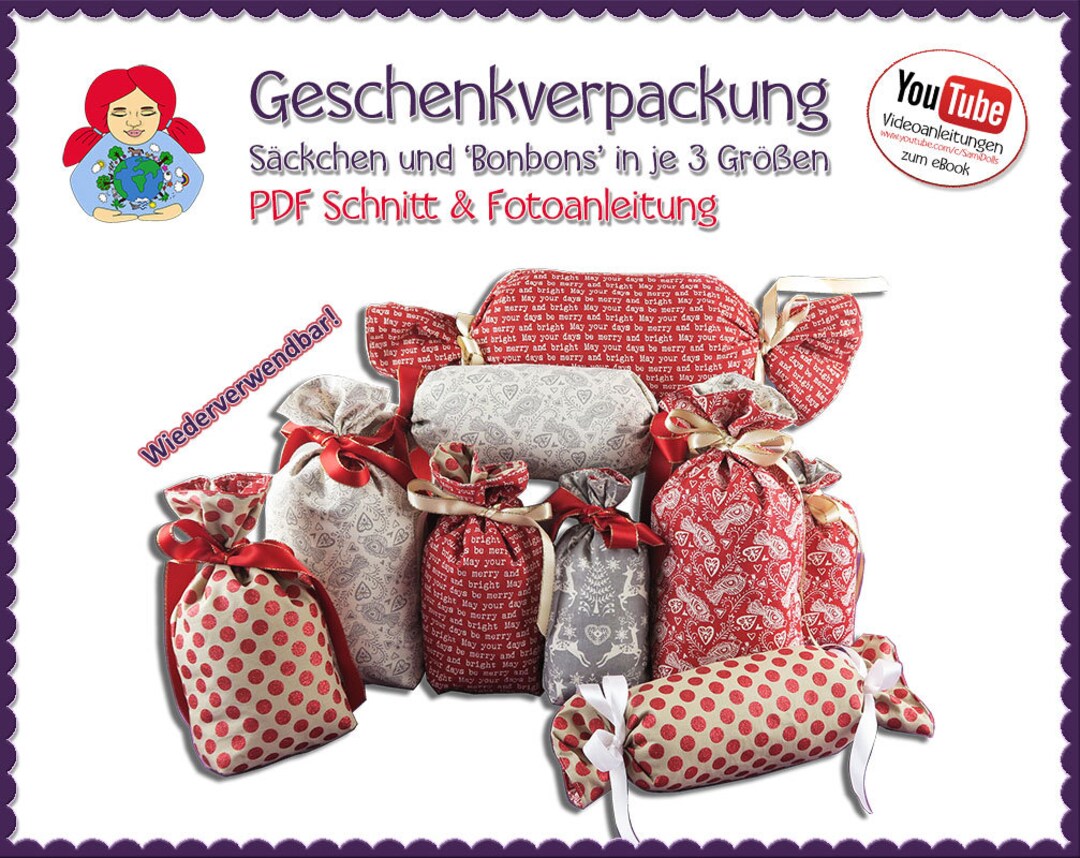Reusable Fabric Gift Wrapping • Pattern & Instructions PDF | Sami Dolls ...