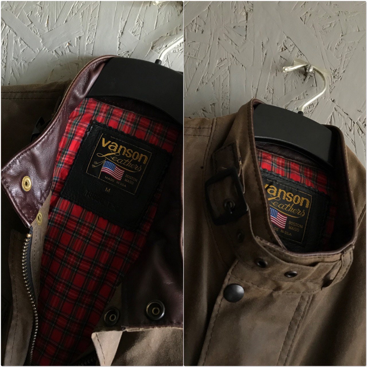 VANSON Leather Wax Jacket / Stormer Trials Jacket / Motorcycle Jacket ...