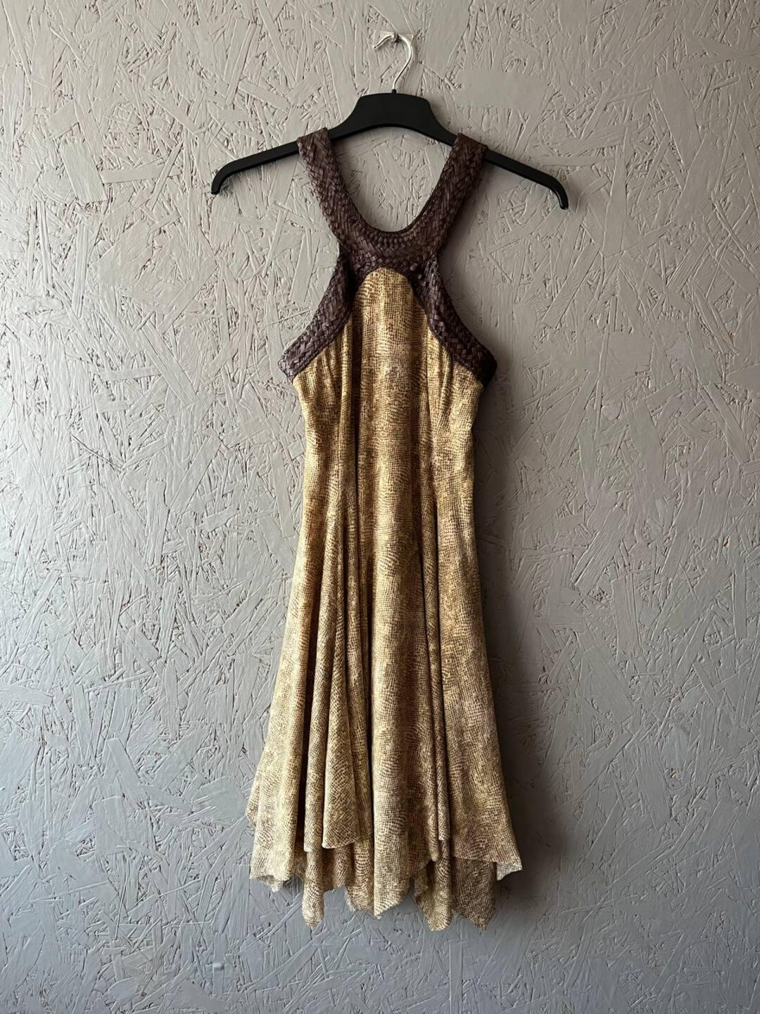 Vintage Ralph Lauren Women's Snake Pattern Dress With Leather Cable ...