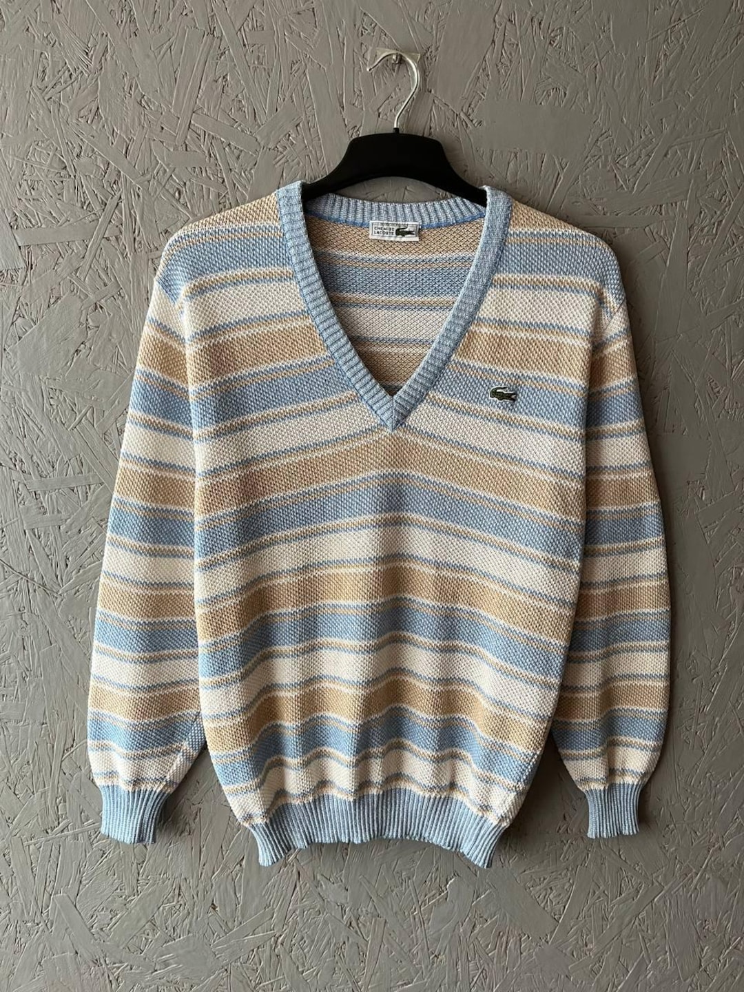 Vintage 80-90s Chemise Lacoste France Striped Men's V-neck Sweater ...