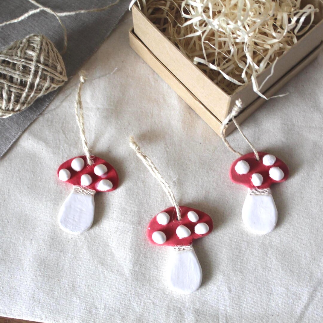 Christmas Mushroom Ceramic Decorations: Hand-painted Pottery Fungi Trio ...