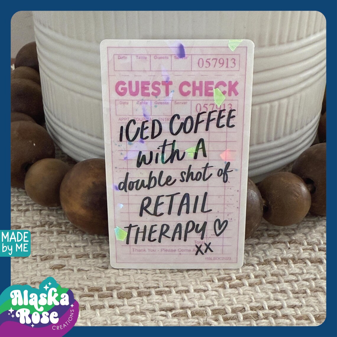 Guest Check Pink Holographic Sticker - Etsy
