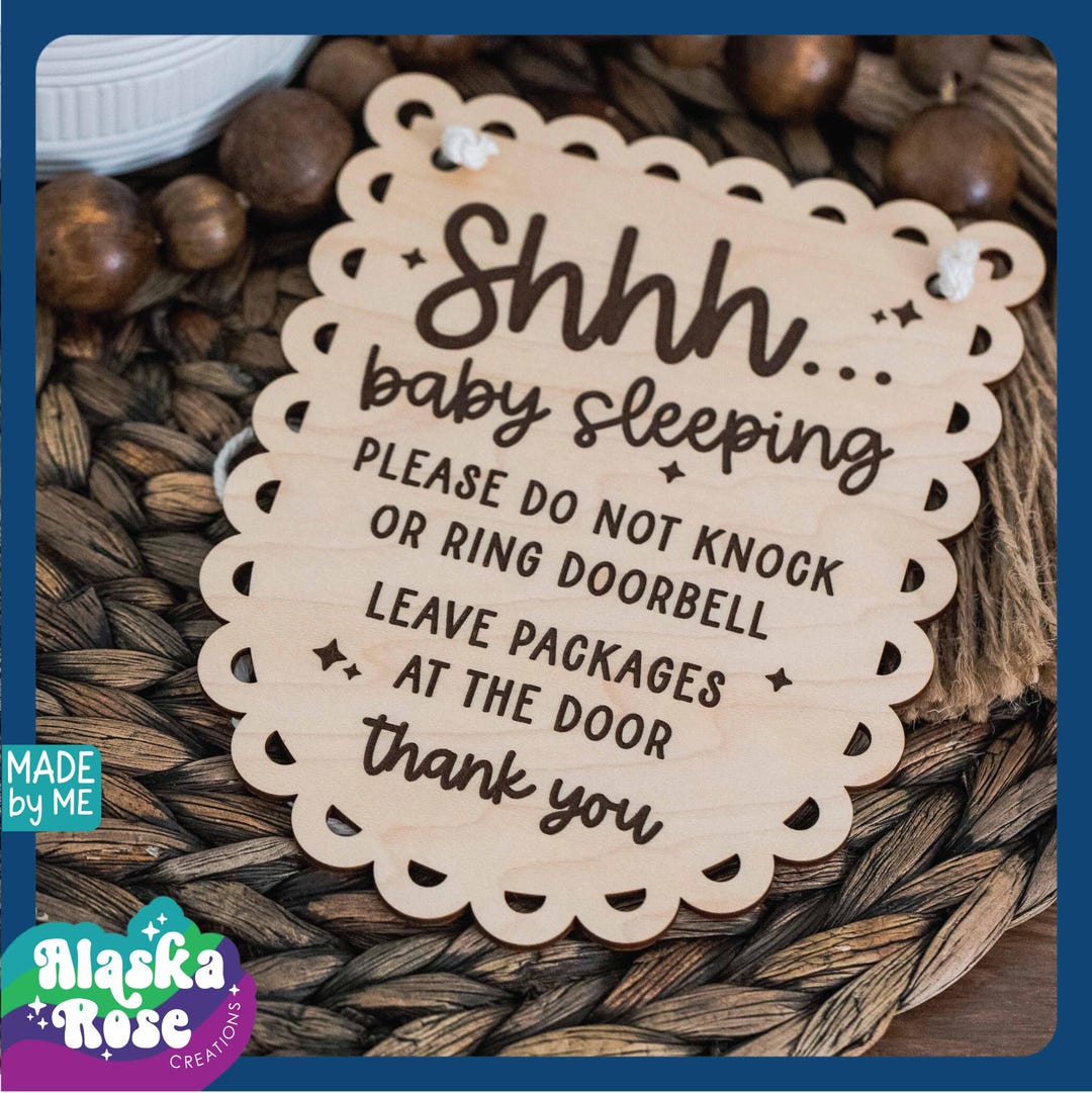 Shhh Baby Sleeping Door Hanger - Etsy