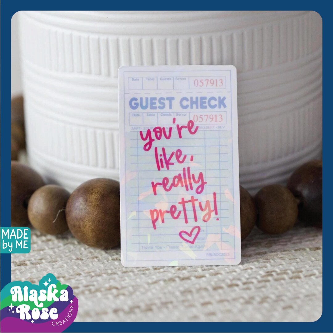 Guest Check Holographic Sticker - Etsy