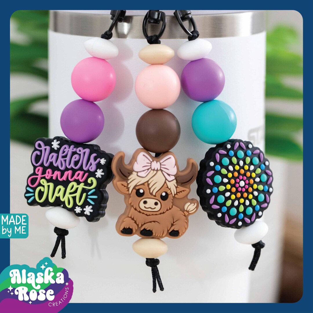 Crafters Gonna Craft, Highland Cow, Mandala Tumbler Charm Keychain - Etsy