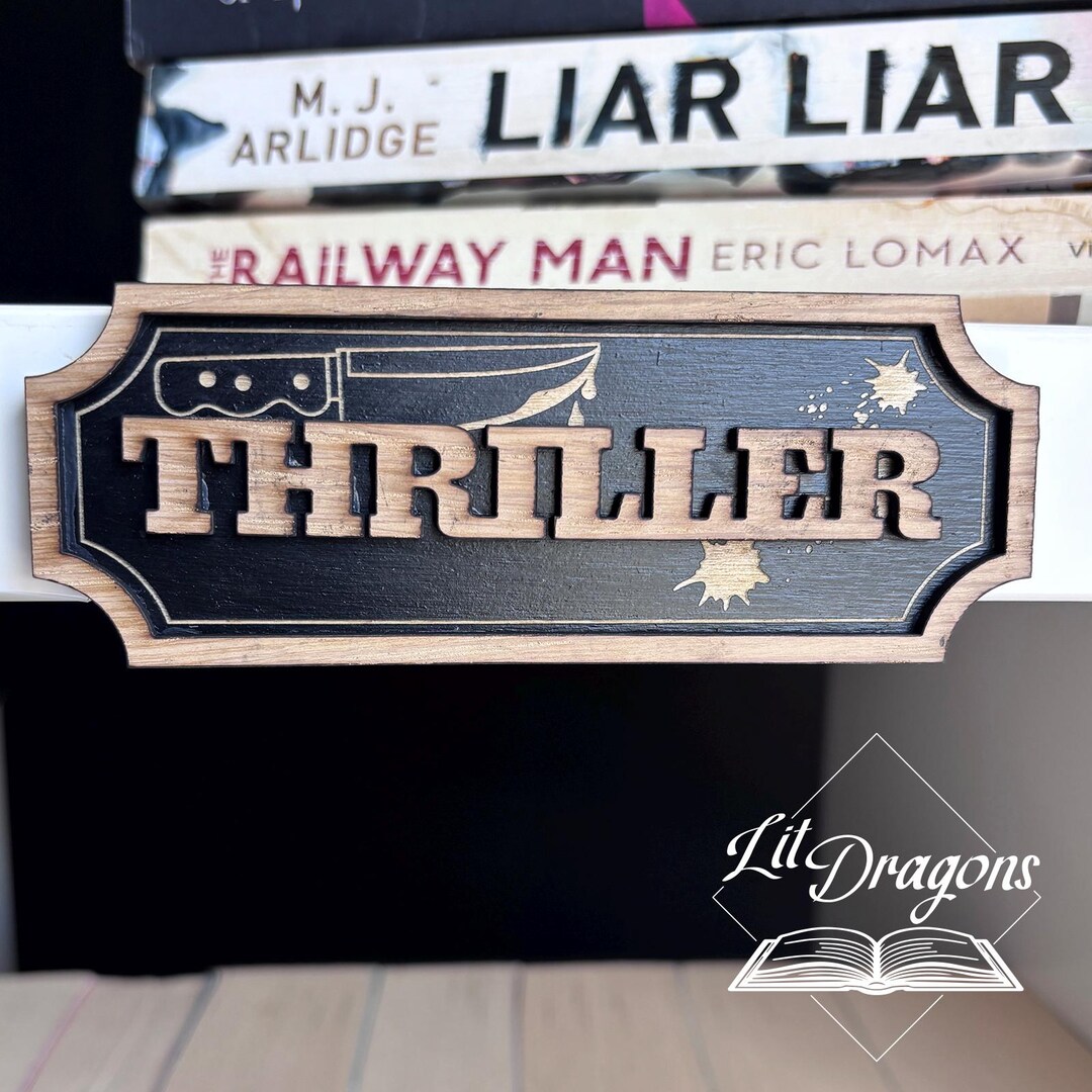 Handmade Wooden Thriller Bookshelf Sign: Magnetic Floating Decor - Etsy