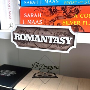Romantasy Bookshelf Sign, Romantasy Bookish Signs, Handmade Wooden ...