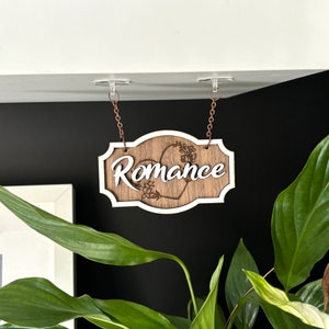 Romance Bookcase Sign: Wooden Book Genre Charm - Etsy
