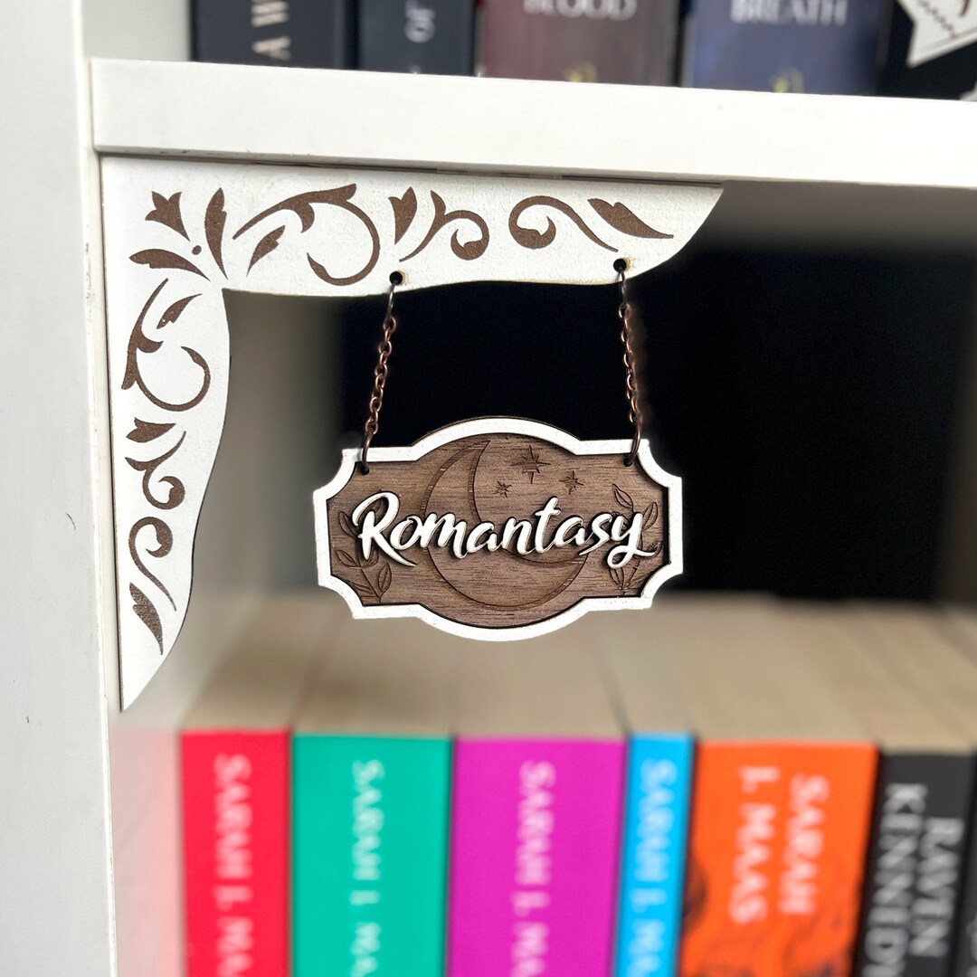 Romantasy Bookshelf Sign: Wooden Bookish Library Decor - Etsy