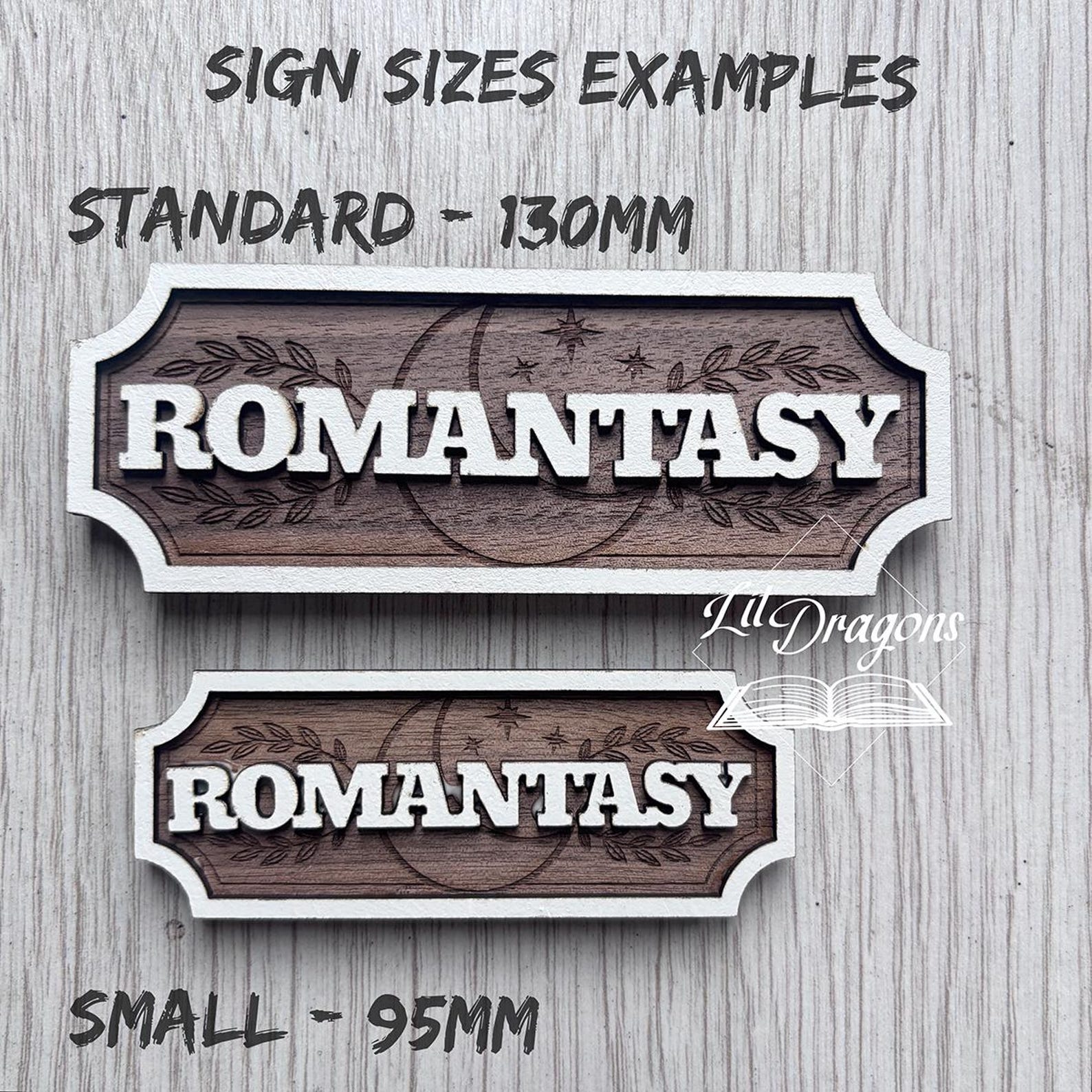 Handmade Romantasy Bookshelf Sign: Magnetic Wooden Genre Label - Etsy