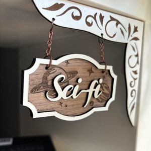 Wooden Sci-fi Bookshelf Sign: Bookish Library Decor - Etsy
