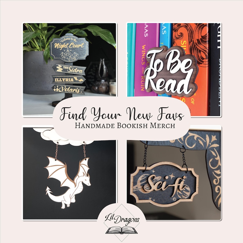 Handmade Romantasy Bookshelf Sign: Magnetic Wooden Genre Label - Etsy