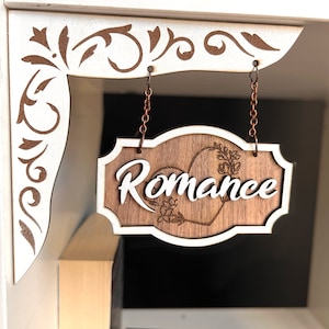 Romance Bookcase Sign: Wooden Book Genre Charm - Etsy
