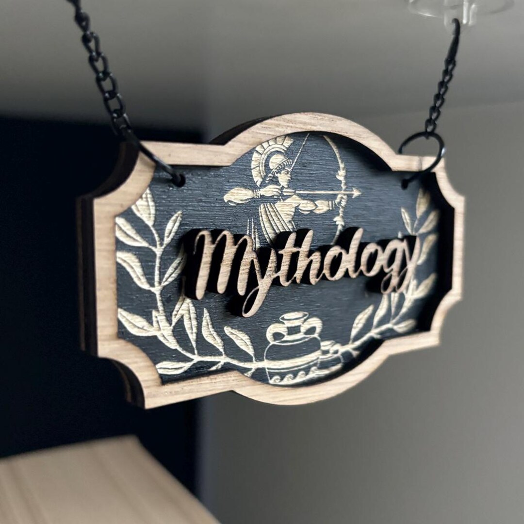 Wooden Mythology Bookshelf Sign: Greek Myth Bookcase Hanger - Etsy
