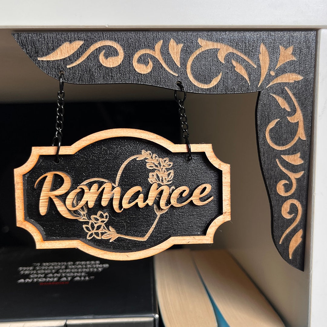 Romance Bookcase Sign: Wooden Book Genre Charm - Etsy