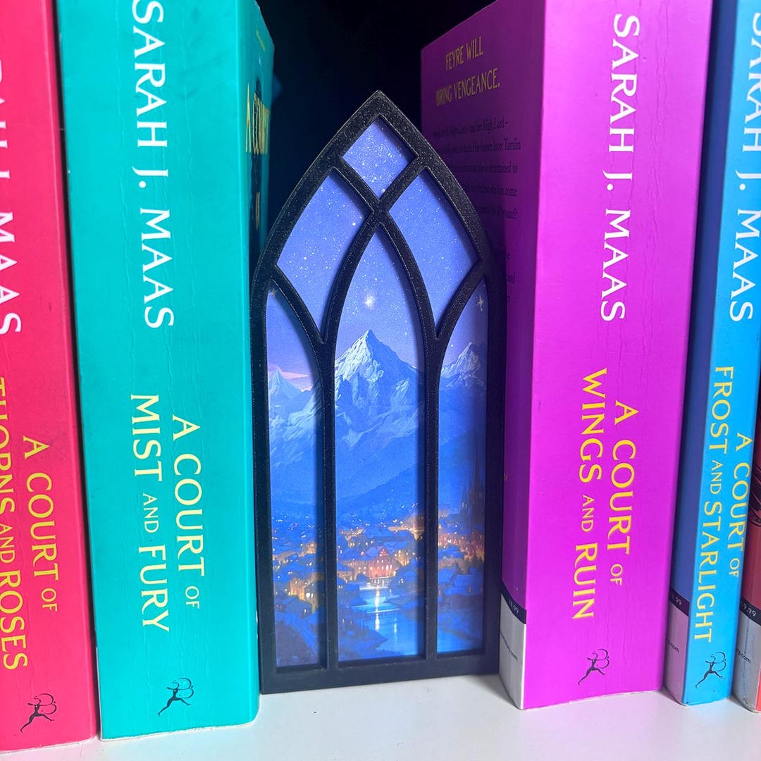 Handmade Romantasy Book Window Bookshelf Decor & Bookmark Holder ...