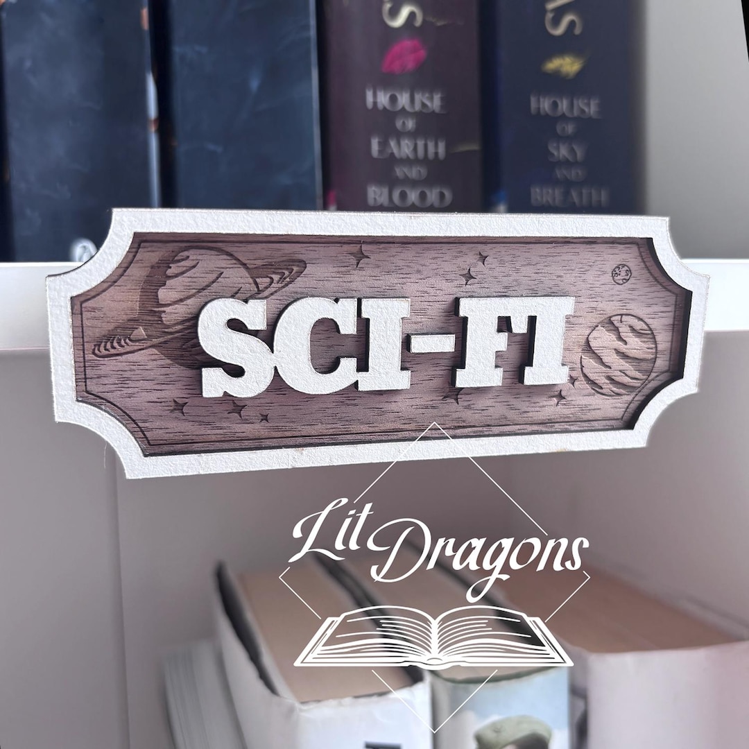 Sci-fi Bookish Decor, Floating Scifi Sign, Sci-fi Bookshelf Sign ...