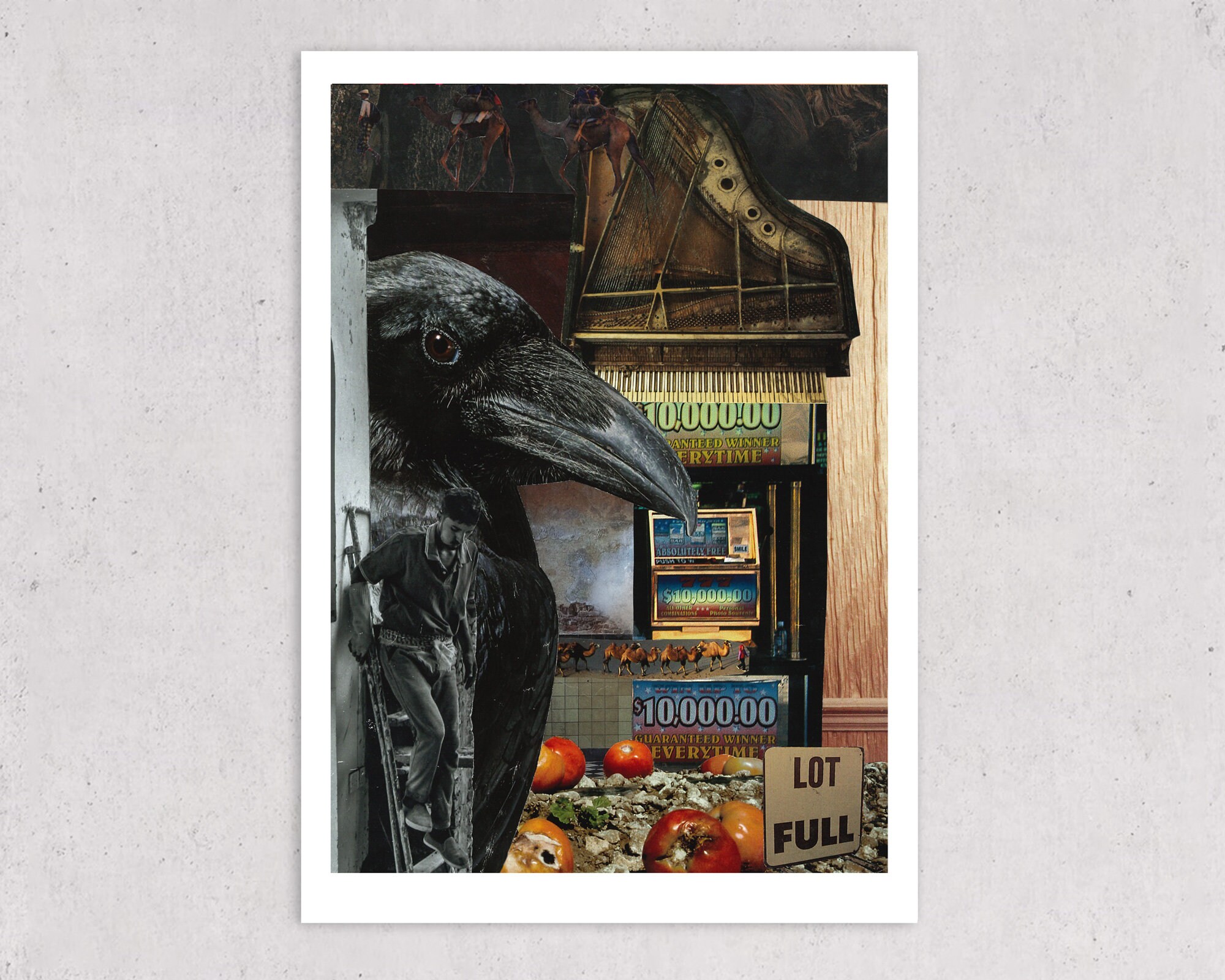 The Crow Limited Edition Surreal Hand Cut Collage Print Wall Art Retro ...