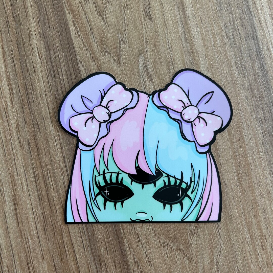 Kawaii Space Buns Alien Car Peeker Window Sticker Cute Kawaii - Etsy