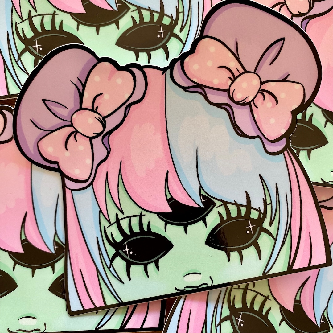 Kawaii Space Buns Alien Car Peeker Window Sticker Cute Kawaii Manga ...