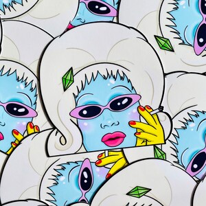 Juno Birch Car Peeker Sticker, English Alien Drag Queen Weatherproof ...