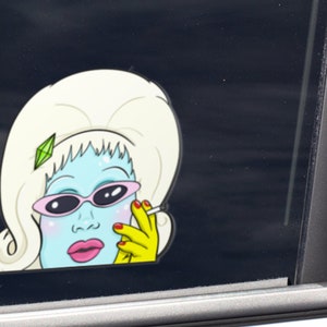 Juno Birch Car Peeker Sticker, English Alien Drag Queen Weatherproof ...